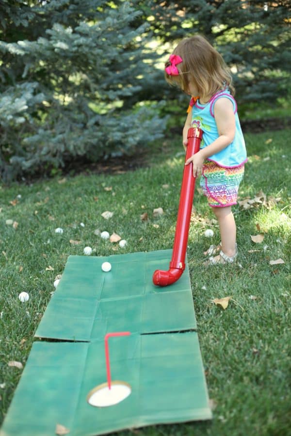 DIY Toddler Golf Clubs and Putting Green - I Can Teach My Child!