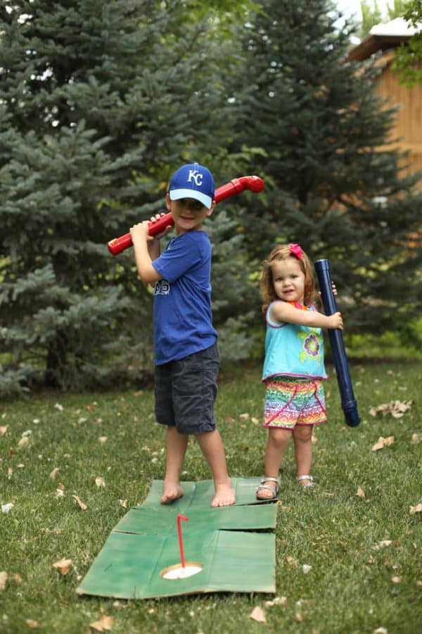 DIY Toddler Golf Clubs and Putting Green - I Can Teach My Child!