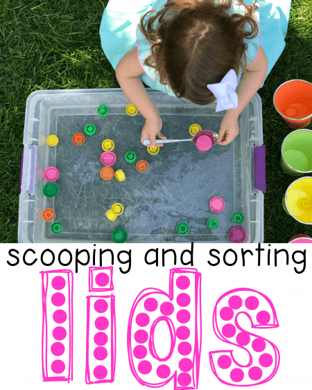 Scooping and Sorting Lids for Toddlers - I Can Teach My Child!